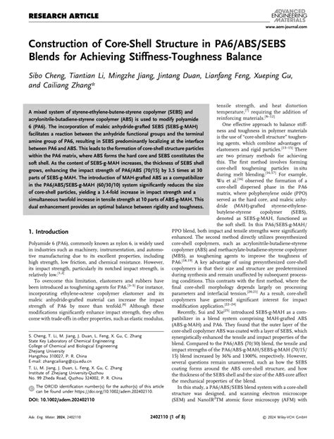 Construction Of Core‐shell Structure In Pa6 Abs Sebs Blends For Achieving Stiffness‐toughness