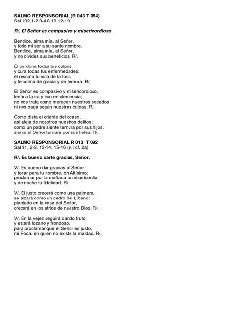 Salmo Responsorial Pdf Teología Creencia Religiosa Y Doctrina