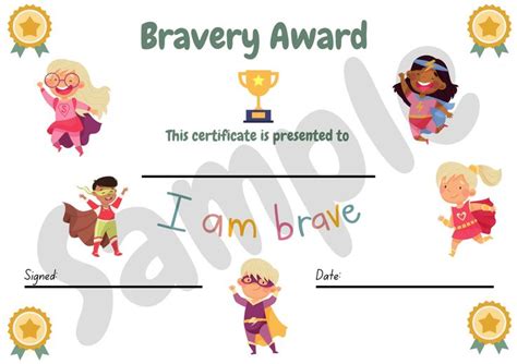 Bravery Award Certificate Back To School Bravery Award Certificate Certificate Of Bravery