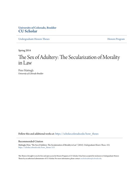 The Sex Of Adultery The Secularization Of Morality In Law Pdf Adultery Homosexuality