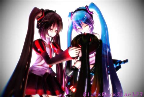 Mmd Zatsune Miku And Hatune Miku Chibi Zatsune By Blackrockstar123 On