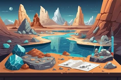 Premium Photo Geological Insights Lab Scene With Rocks And Maps Flat Style