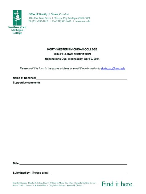 Fillable Online Nmc Nmc Fellows Award Criteria And Nomination Form Northwestern Fax Email
