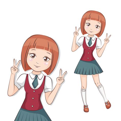 矢量穿着校服的小女孩图片 抽象矢量现代可爱的穿校服的短发女孩插图素材 高清图片 摄影照片 寻图免费打包下载