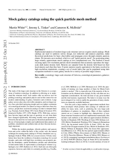 Pdf Mock Galaxy Catalogues Using The Quick Particle Mesh Method Cameron Mcbride