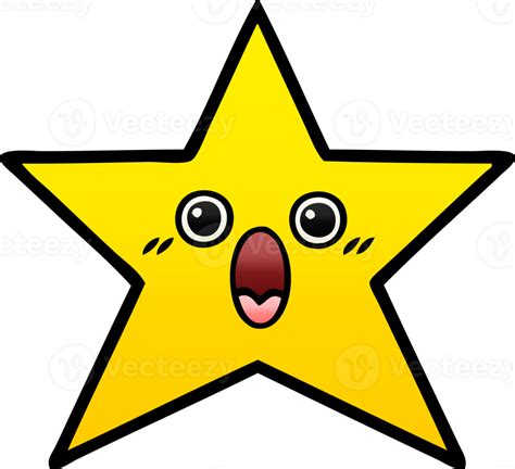 Gradient Shaded Cartoon Of A Gold Star 45159188 Png
