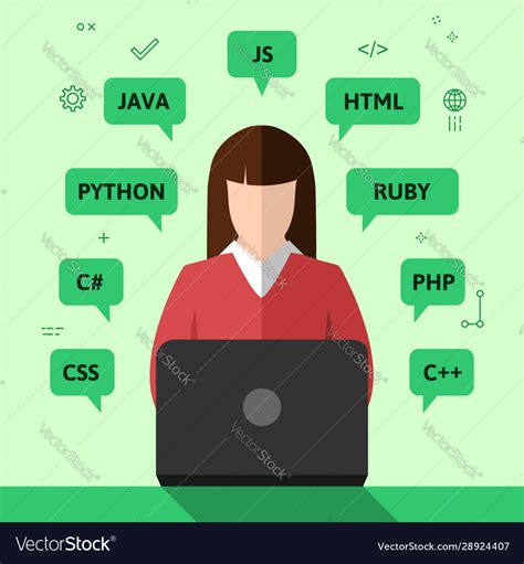 Female Programmer Working On Computer Royalty Free Vector