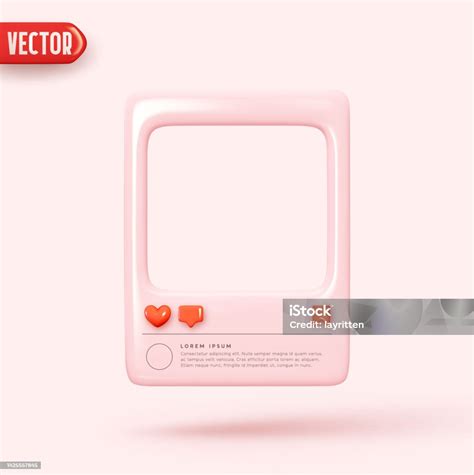 소셜 미디어 클린 빈 게시물 템플릿 소셜 네트워크의 핑크 프레임 경계 사실적인 3d 디자인 장식 요소 광고 배너 및 포스터 벡터