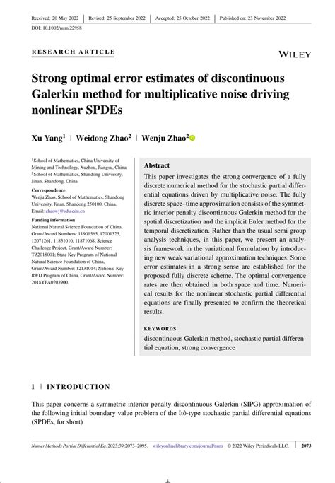 Strong Optimal Error Estimates Of Discontinuous Galerkin Method For Multiplicative Noise Driving