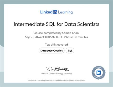 samad khan on linkedin certificate of completion