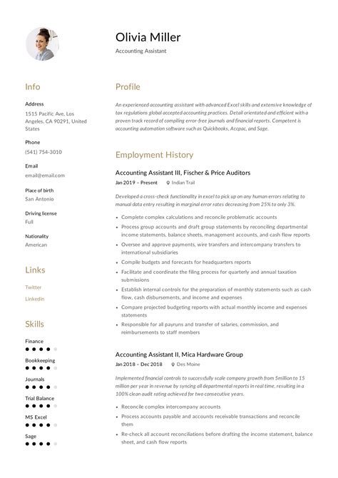 Accounting Assistant Resume And Writing Guide 12 Examples Pdf