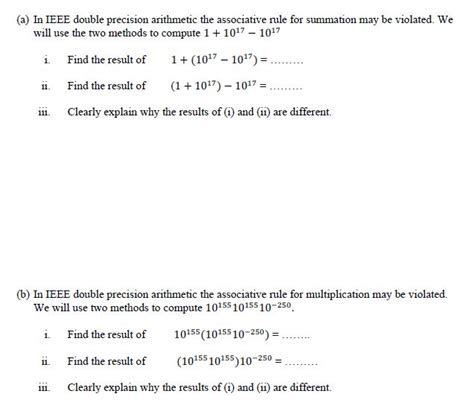 A In Ieee Double Precision Arithmetic The