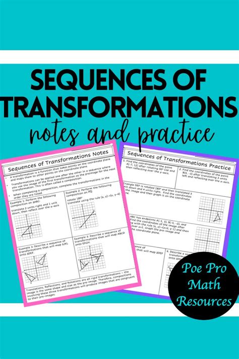 Sequences Of Transformations Geometry Notes Geometry Teacher How To Apply