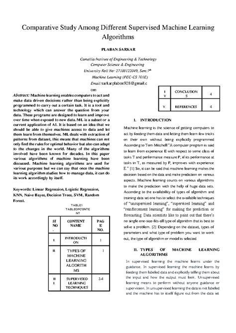 PEC CS E Comparative Study Among Different Supervised