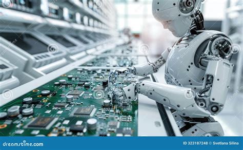 High Tech Robot Carefully Handling Delicate Pcb Components On The