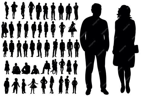 Conjunto De Siluetas De Hombres Y Mujeres Personas Vector Aislado