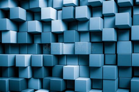 abstract background of cube blocks wall stacking blue design stock