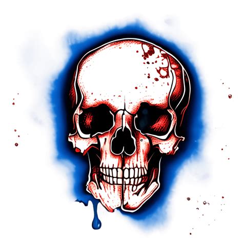 Blue Anatomical Bleeding Skull Graphic · Creative Fabrica