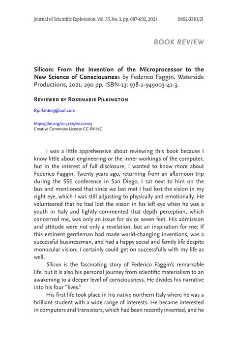 Pdf Silicon From The Invention Of The Microprocessor To The New Science Of Consciousness By