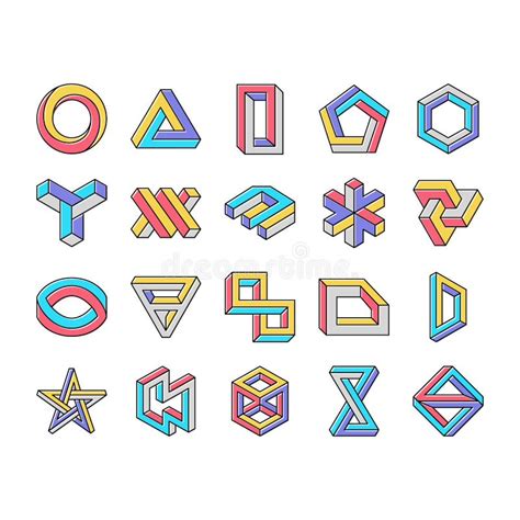 Impossible Geometric Shape Icons Set Vector Stock Vector Illustration Of Esher Design 254456034