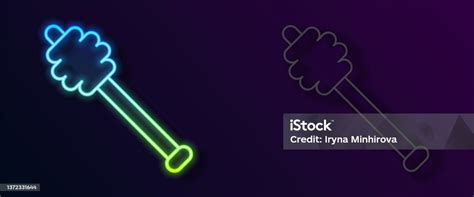 빛나는 네온 라인 꿀 디퍼 스틱 아이콘 은 검은 배경에 고립 꿀 국자 벡터 0명에 대한 스톡 벡터 아트 및 기타 이미지 0명 건강관리와 의술 국자 Istock