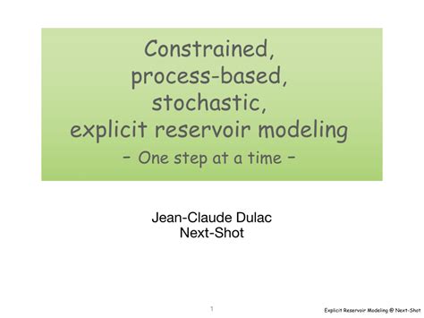Pdf Constrained Process Based Explicit Reservoir Modeling