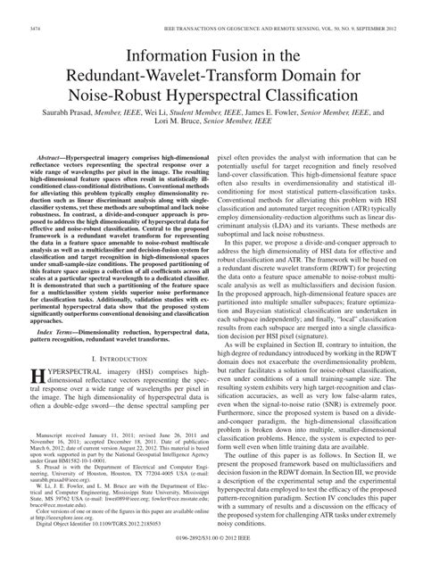 Pdf Information Fusion In The Redundant Wavelet Transform Domain For Noise Robust