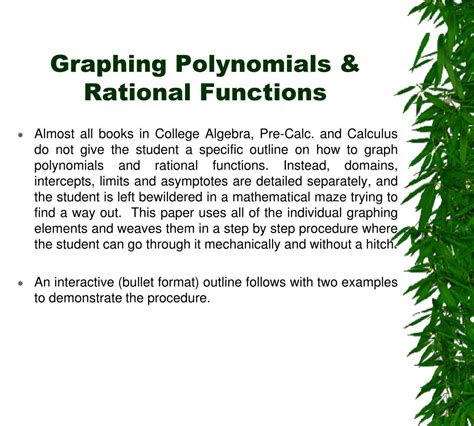Ppt Strategy For Graphing Polynomials And Rational Functions Powerpoint