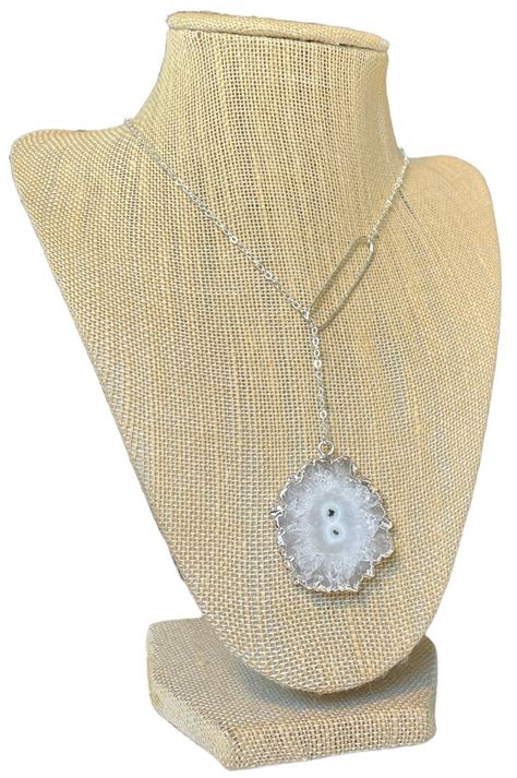 Quartz Stalactite Pendulum Lariat Y Necklace Sterling Silver Satellite