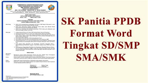 Sk Ppdb 2025 2026 Format Word Tingkat Tk Sd Smp Sma Smk