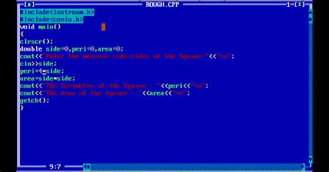 C Program How To Write A C Program Turbo C To Input The Side Sides Of A Square And Find