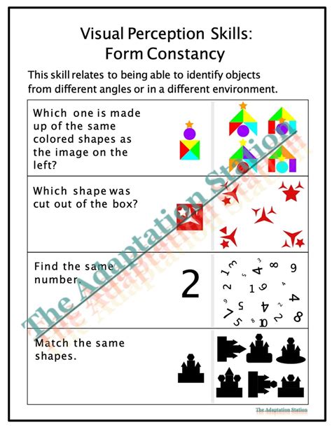 Visual Perception Skills Form Constancy 3 Levels Etsy