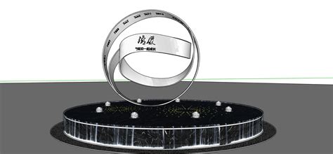 银色简约大方精美环雕塑su模型 景观建筑 土木在线