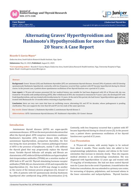 Pdf Alternating Graves Hyperthyroidism And Hashimotos Hypothyroidism For More Than 20 Years