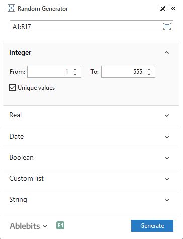 Generate Random Numbers Names Passwords Strings Codes Etc In Excel