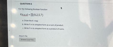 Solved For The Following Boolean Function