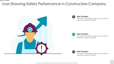 Icon Showing Safety Performance In Construction Company Presentation