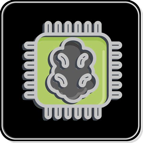 Icon Artificial Intelligence Related To Machine Learning Symbol Glossy Style Simple Design