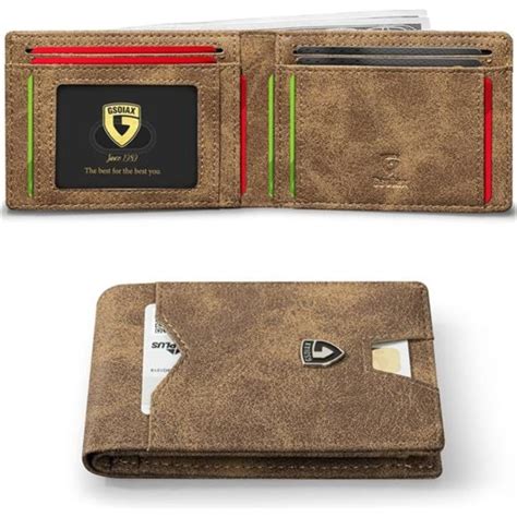 Bags Mens Slim Wallet Genuine Leather Carbon Fiber Rfid Bifold Retro