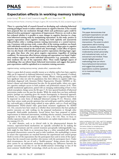 Pdf Expectation Effects In Working Memory Training