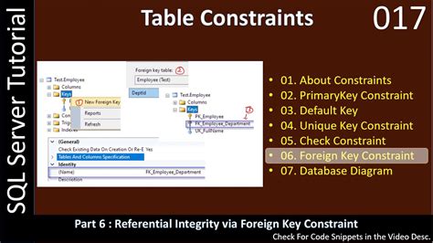 Constraints Part 6 Foreign Key Constraint Ssms Tsql Tutorial 017