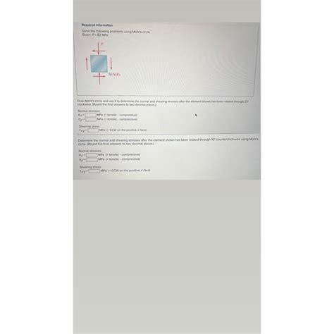 Solved Solve The Following Problems Using Mohr S Chegg Com