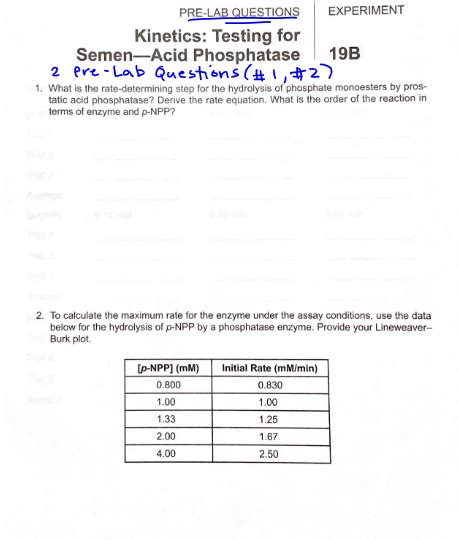 Solved PRE LAB QUESTIONS EXPERIMENT Kinetics Testing For Chegg Com