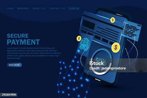 digital banking interface with credit cards and secure transactions concept stock illustration