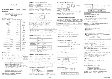 Formelsammlung Analysis 2 Formelsammlungen Analysis Ii Docsity
