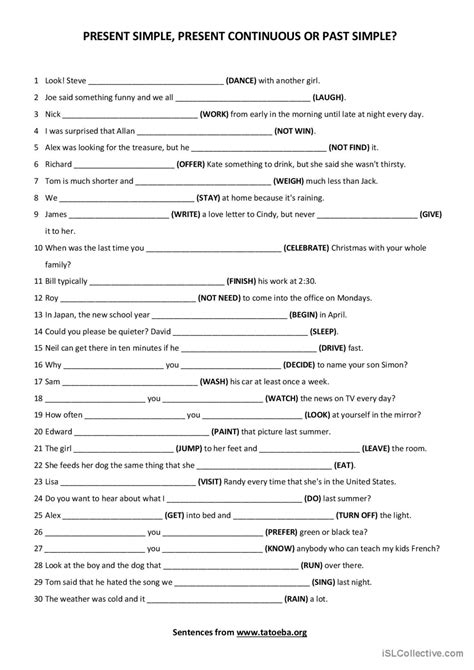 PAST SIMPLEPAST CONTINUOUSPRESENT English ESL Worksheets Pdf Doc