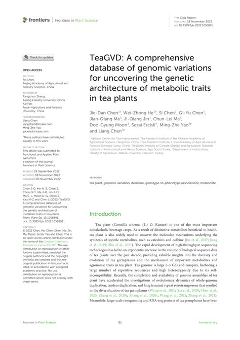 Pdf Teagvd A Comprehensive Database Of Genomic Variations For Uncovering The Genetic