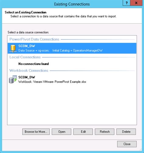 Step 1 Connect To The Opsmgr Data Warehouse Veeam Mp Resource Kit Guide