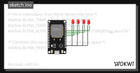 Led 4 Blynk Wokwi Esp32 Stm32 Arduino Simulator