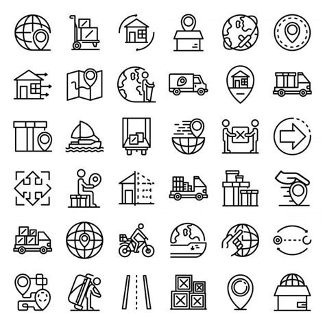 Relocation Icons Set Premium Vector